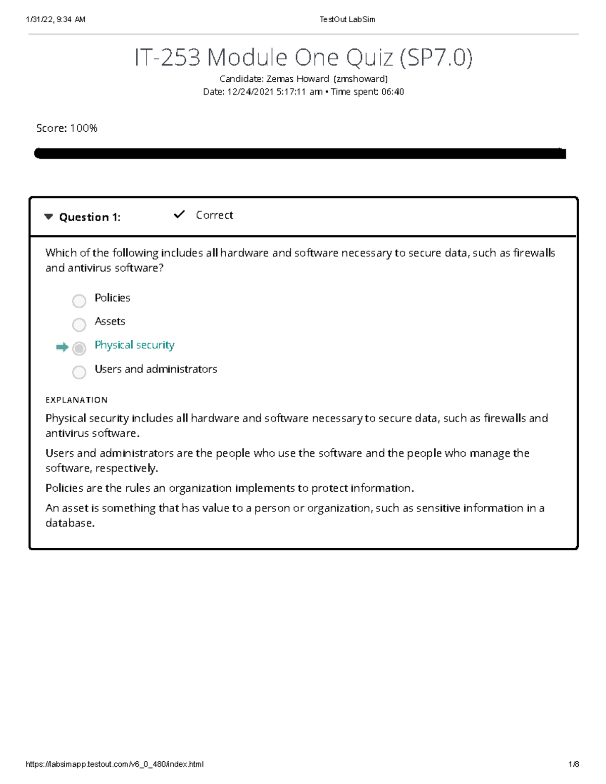 Test Out Module 1 Test - This is a description so the engine will pass ...