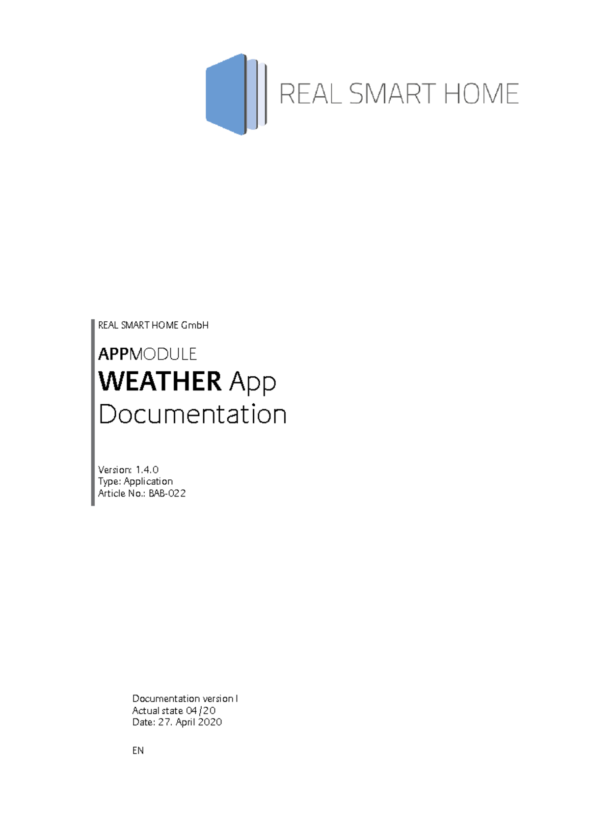 Documentation weather app en 2004 27 - REAL SMART HOME GmbH APPMODULE ...