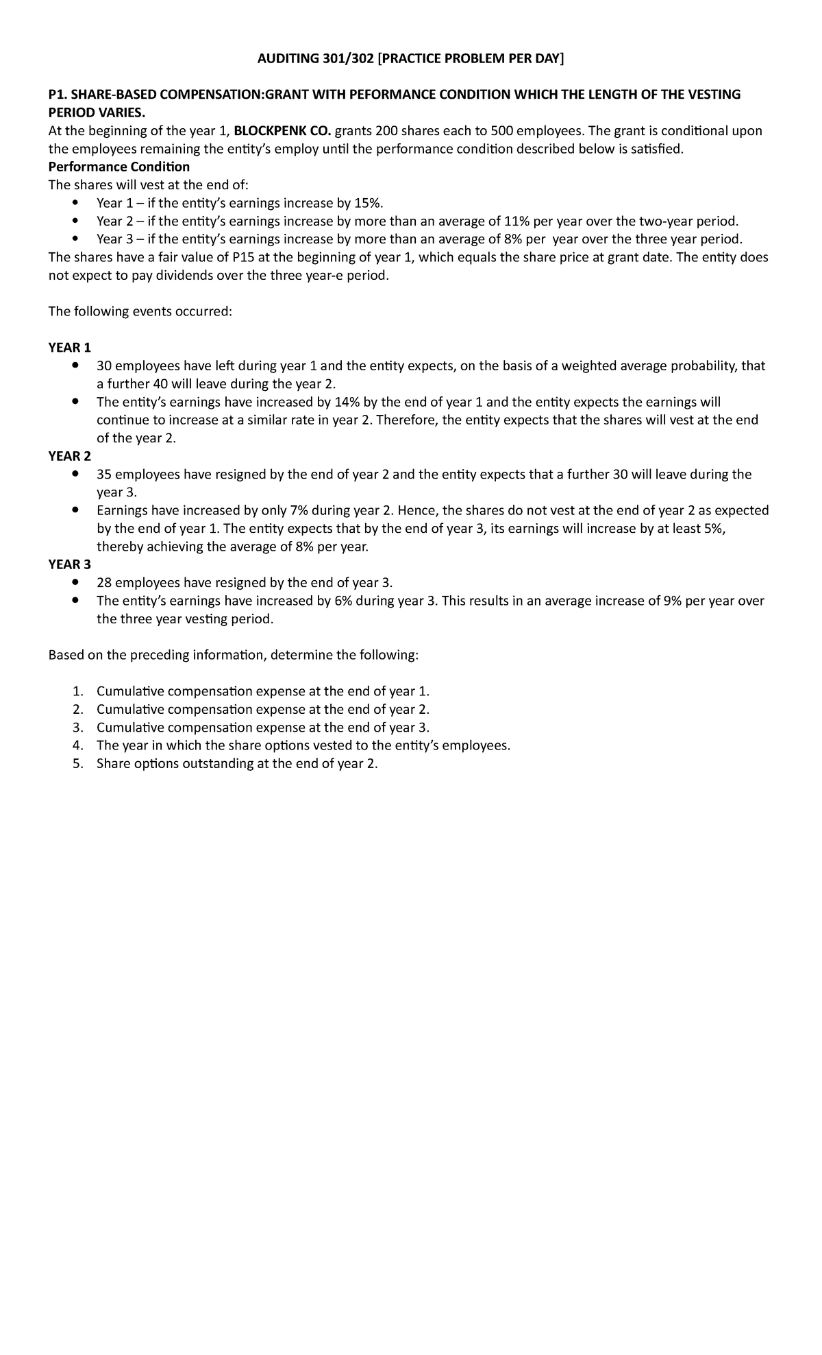 AUD Sbased Payments - got this comprehensive problem at CPA Reviewer in ...