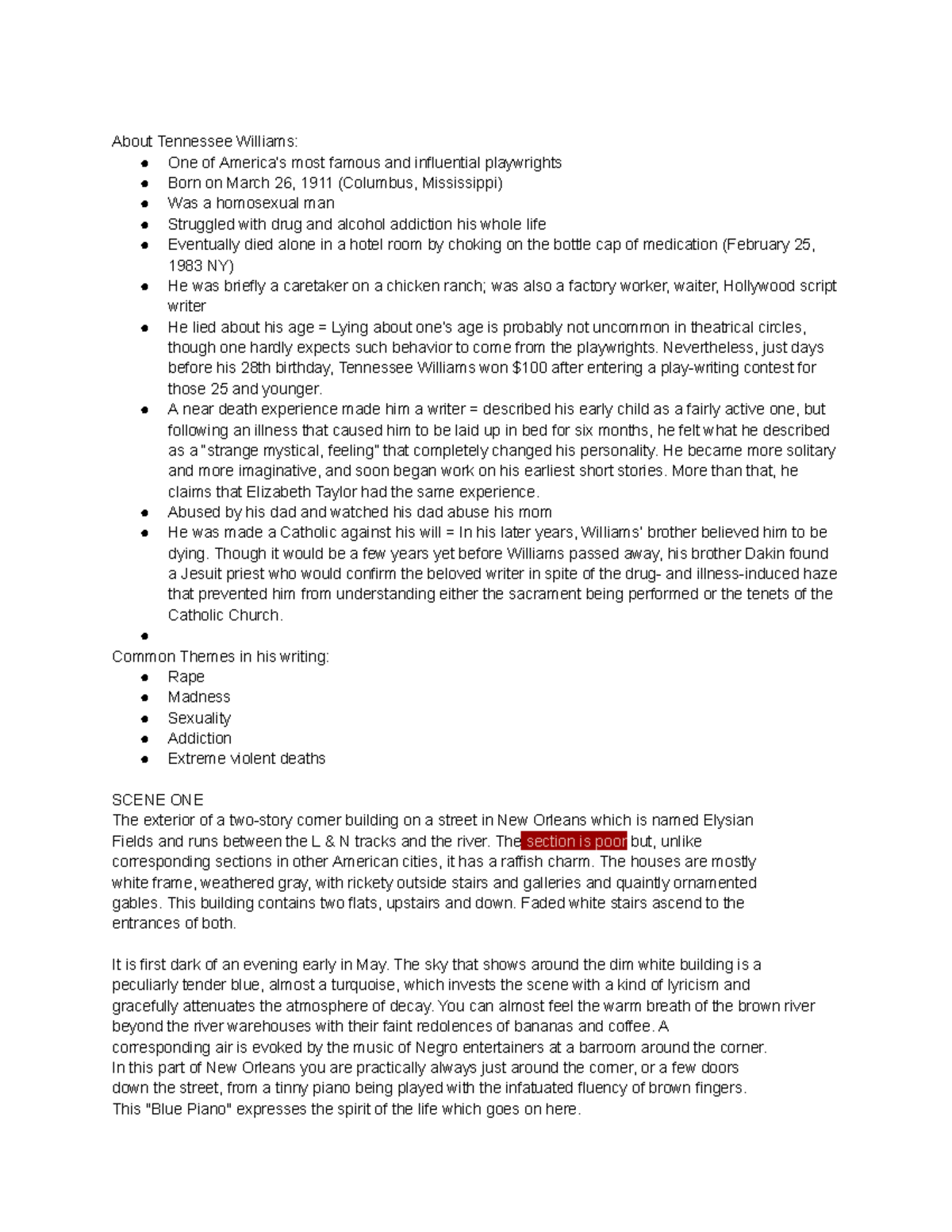 Streetcar Named Desire by Tennessee Williams - About Tennessee Williams ...