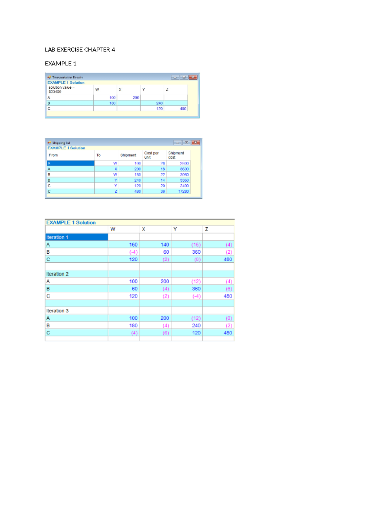 LAB Exercise Chapter 4 - Introduction to Operations Research - LAB EXERCISE CHAPTER EXAMPLE ...