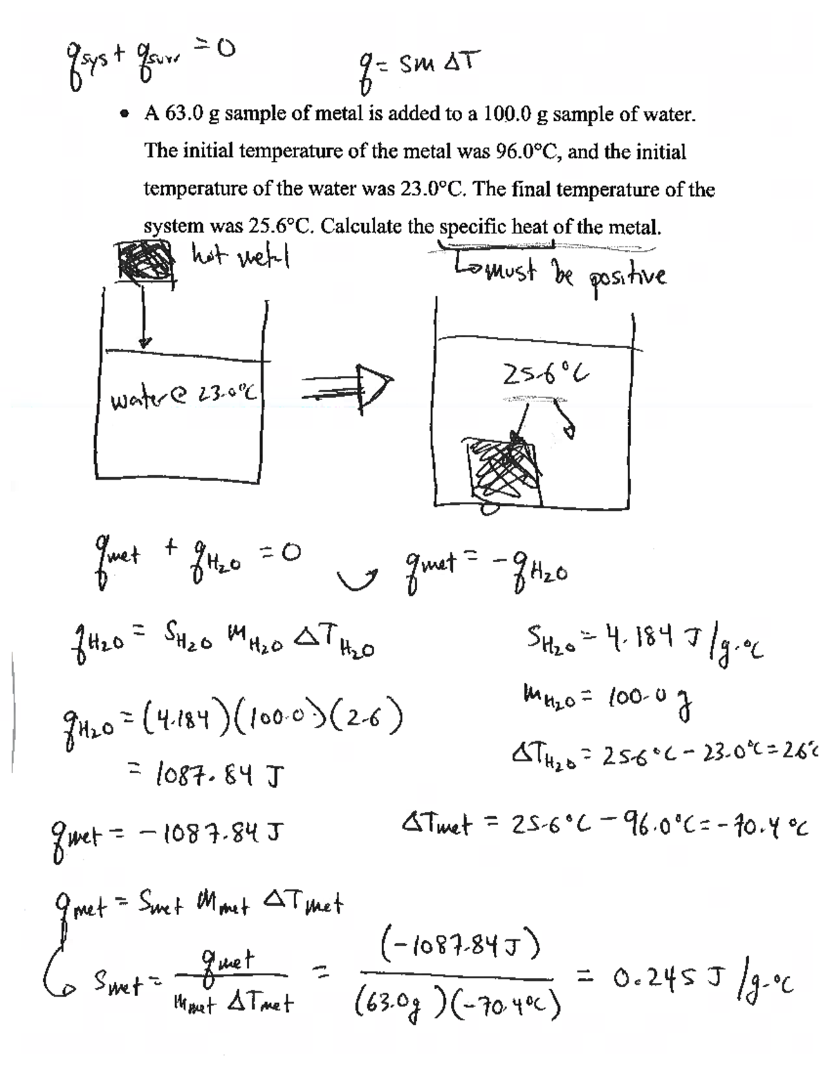 Ysu chem 1515 F22 lecture 15 marked-2 - pes* ee 7 ° q= Sm AT e A 63. 0 g sample of metal is ...