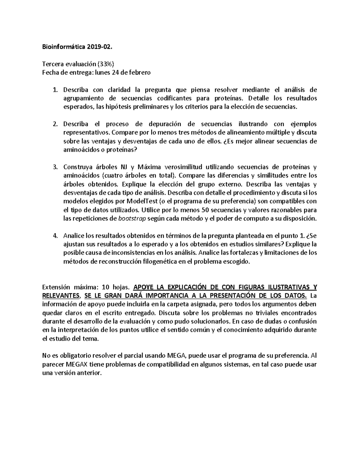 Parcial 19 Febrero 2020, preguntas - Warning: TT: undefined function: 32 Bioinformática 2019-02 ...