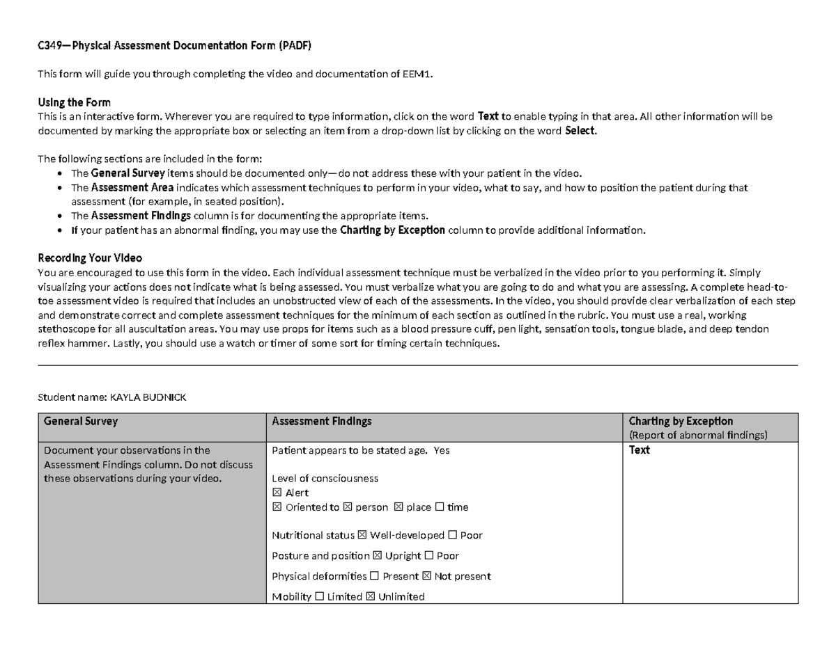 C349 padf (1) - c349 - C349—Physical Assessment Documentation Form ...
