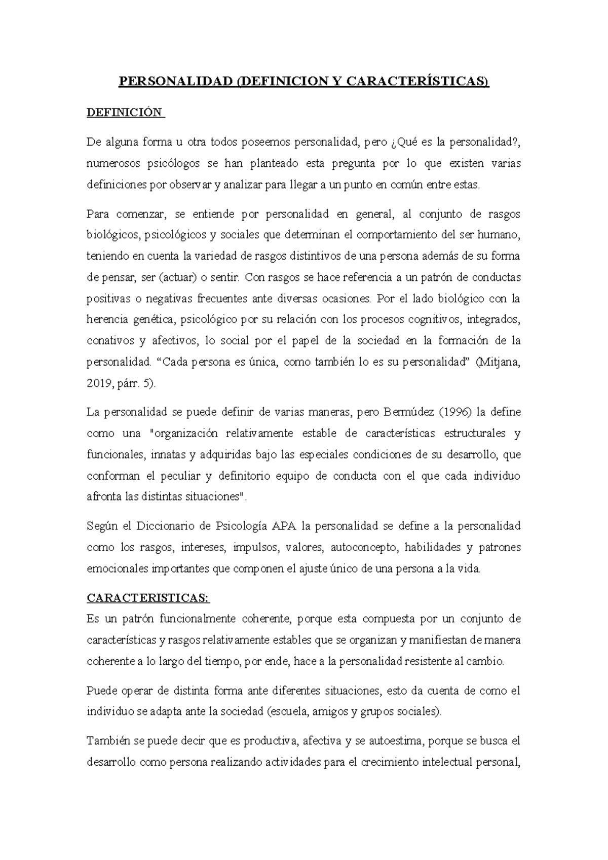 Personalidad (definicion y características) - PERSONALIDAD (DEFINICION ...