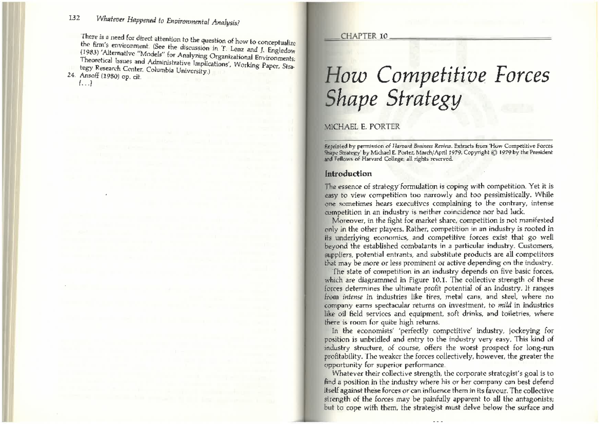 Porter (1989). How competitive forces shape strategy - Environmental ...