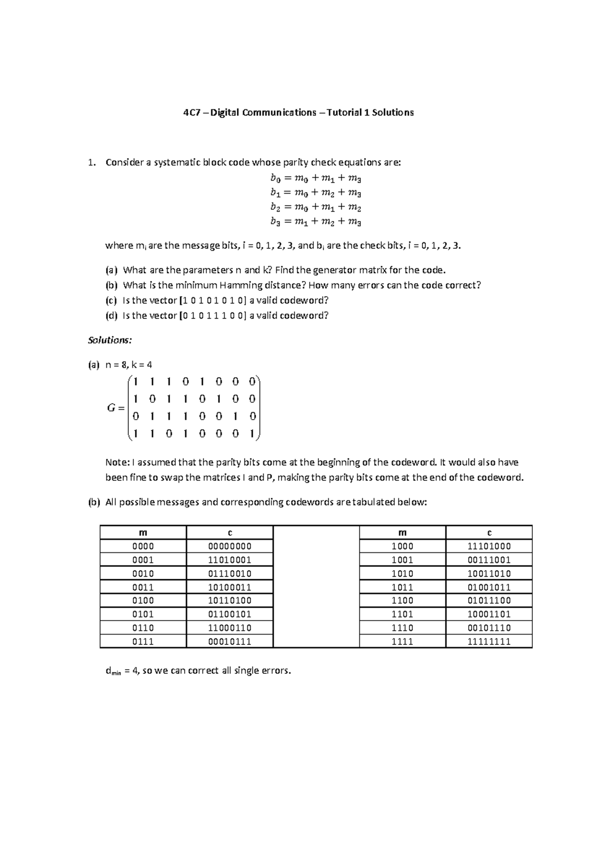 4c7 tutorial 1 solutions digital comm - 4C7 – Digital Communications ...