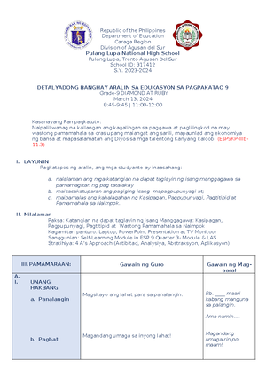 5Es Format Lesson Plan Burdeos Joseph - DETAILED LESSON PLAN (Featuring ...