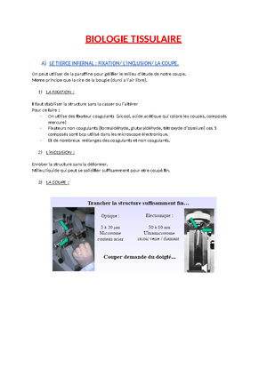 Colorations - Résumé biologie tissulaire - · Les coloat les+ utilisées ...