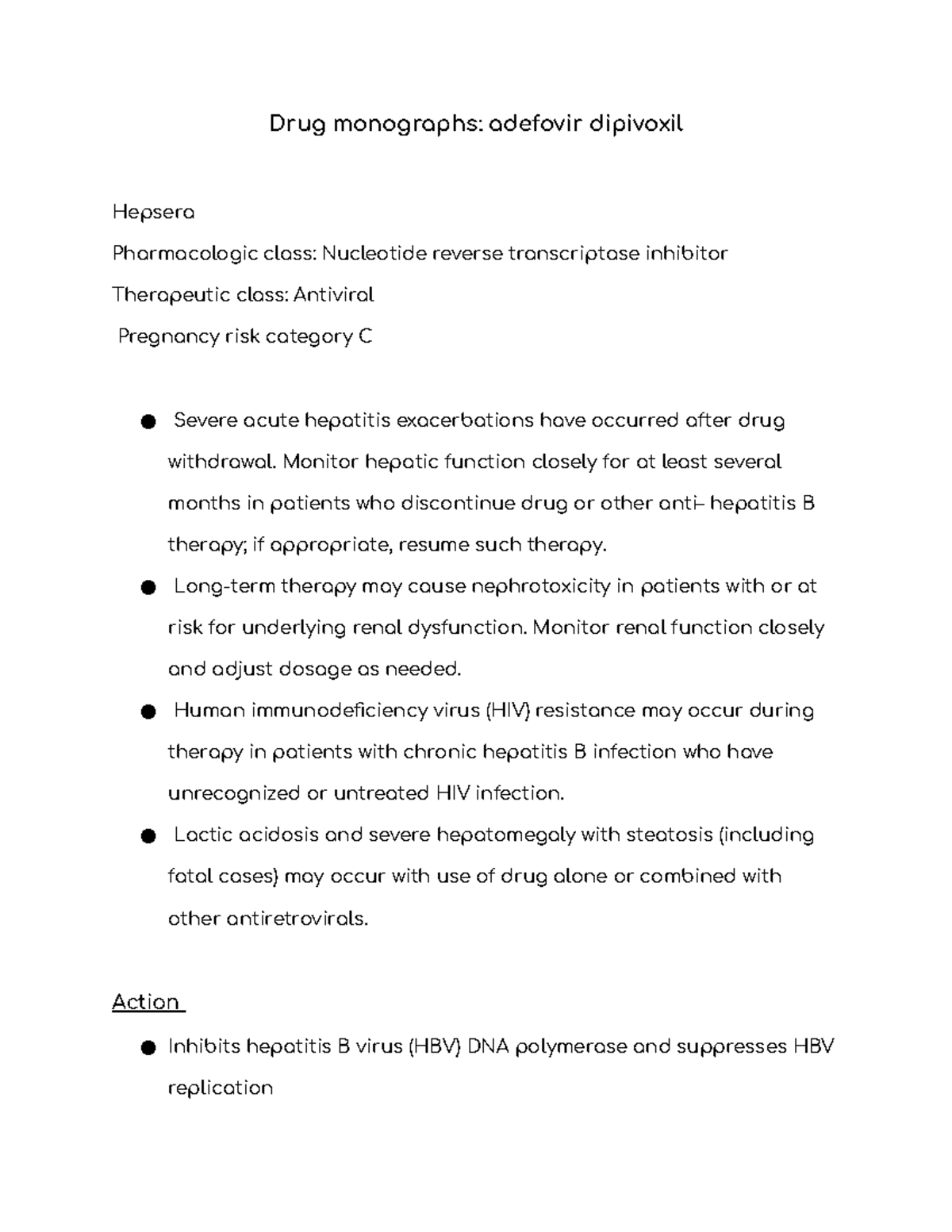 Drug monographs adefovir dipivoxil - Drug monographs: adefovir ...