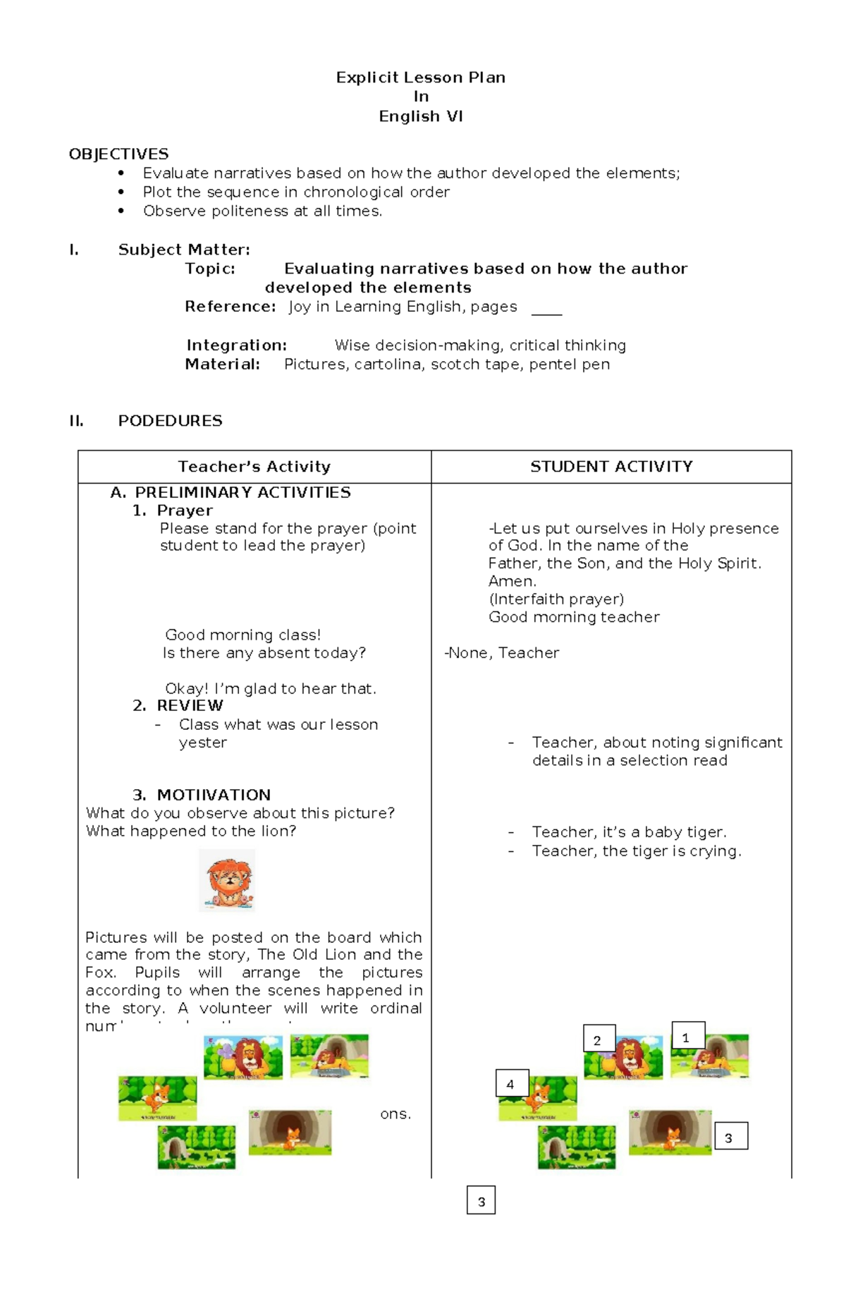 LP2 Marsa - Explicit Lesson Plan In English VI OBJECTIVES Evaluate ...