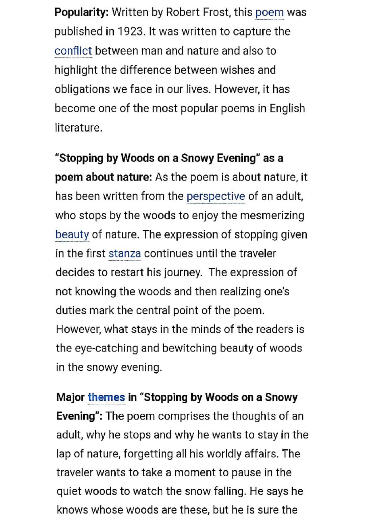 Stopping by woods on a snowy evening, Analysis - critical approaches ...