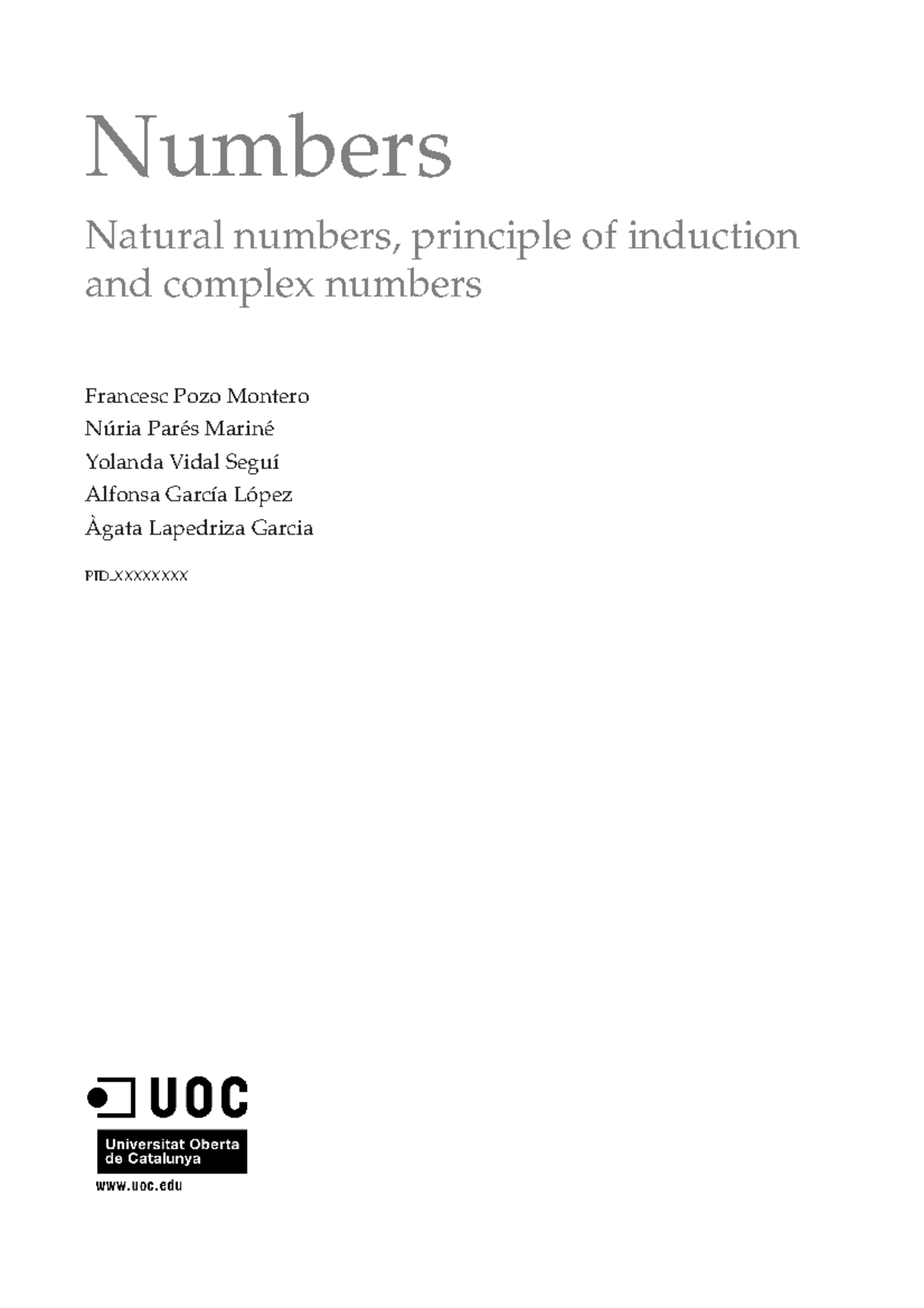 WEEK 1: Natural numbers, principle of induction and complex numbers ...