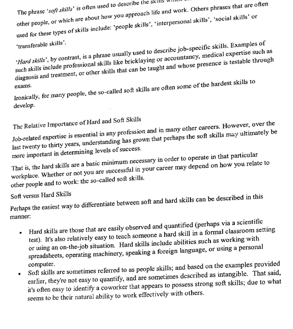 Soft skills notes - ####### The phrase 'soft skills' is often used to ...