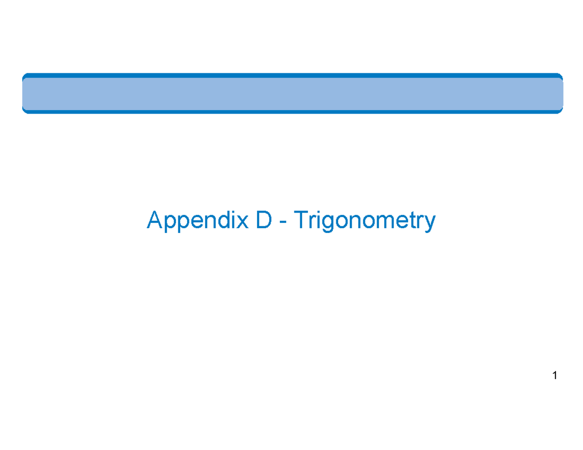 Appendix D - edvsbakbvfhjvbf - Appendix D - Trigonometry Angles in standard position: Appendix D ...