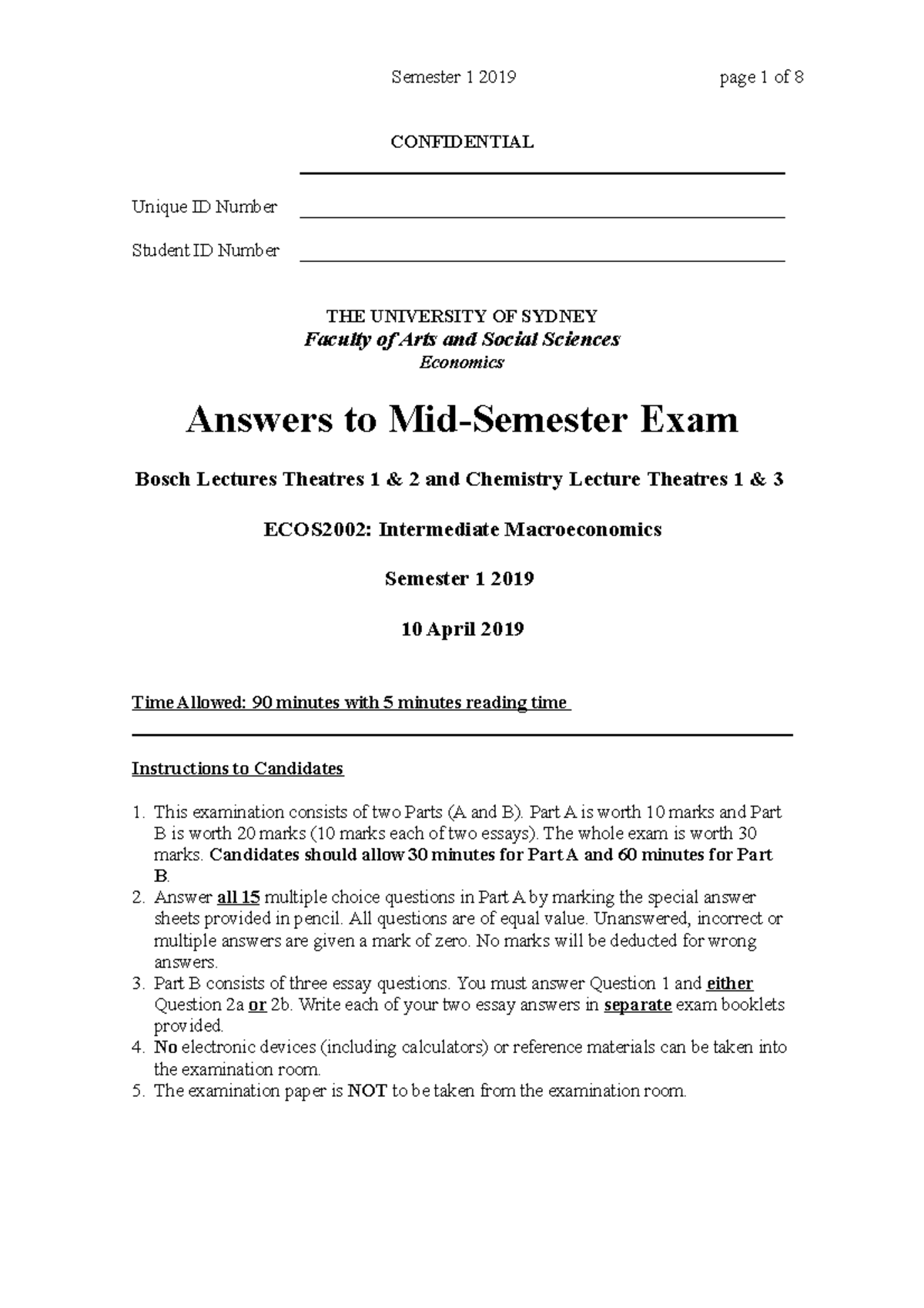 Economics Exam Semester 1 2019 - Studocu