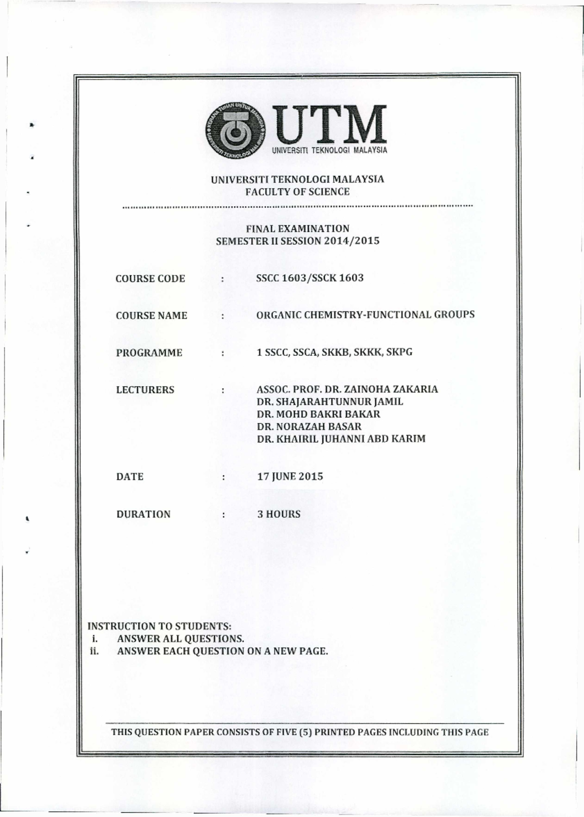 Final Exam 2014/2015 - UTM U N IV E R S m TEKNOLOQI M A L A Y SIA ...