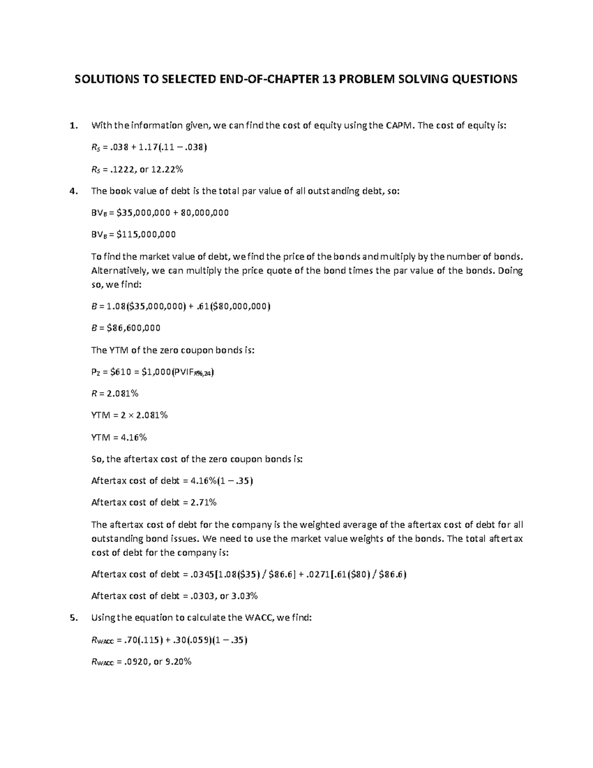 SOL CHAP 1323111111111111 - SOLUTIONS TO SELECTED END-OF-CHAPTER 13 ...