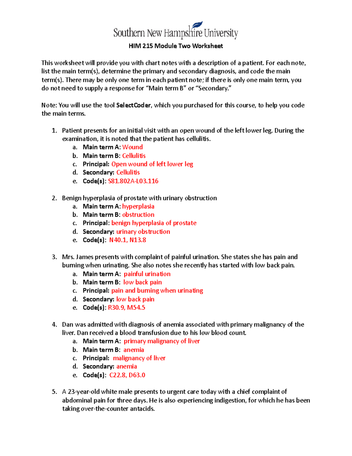 Him215 module two worksheet - HIM 215 Module Two Worksheet This ...