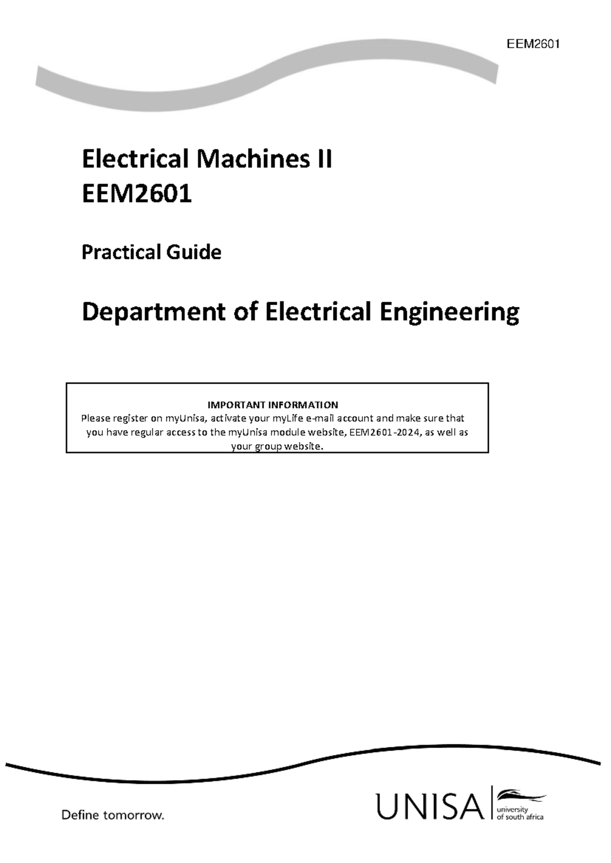 EEM2601 Practical Guide - Electrical Machines II EEM Practical Guide Department of Electrical ...
