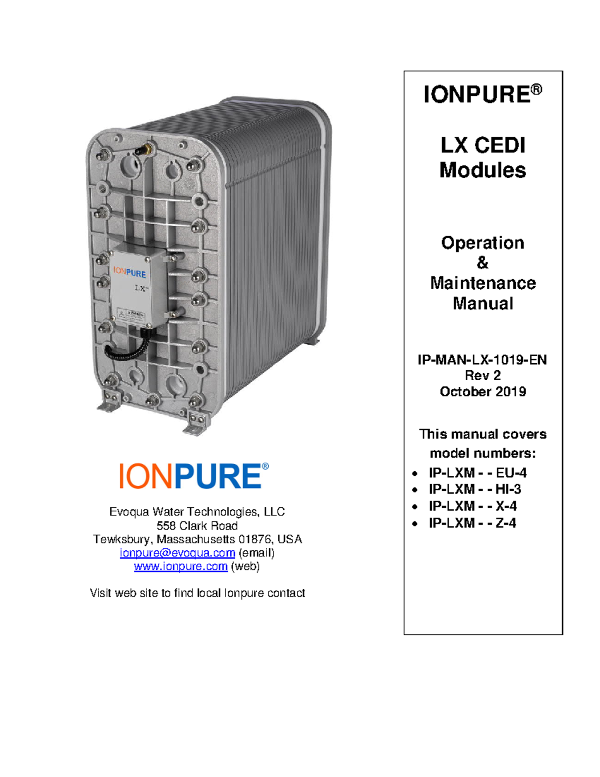IP MAN LX 1019 EN - manual electrodesionzador - IONPURE ® LX CEDI ...