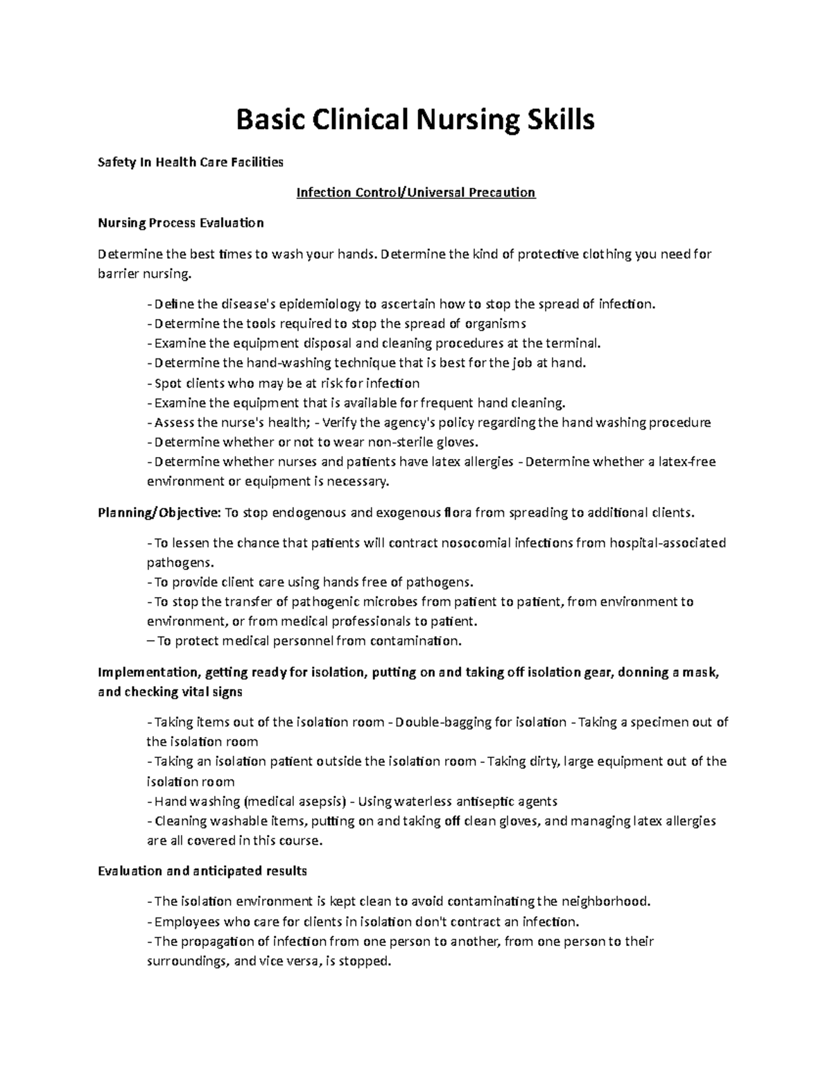 Basic Clinical Nursing Skills - Basic Clinical Nursing Skills Safety In ...