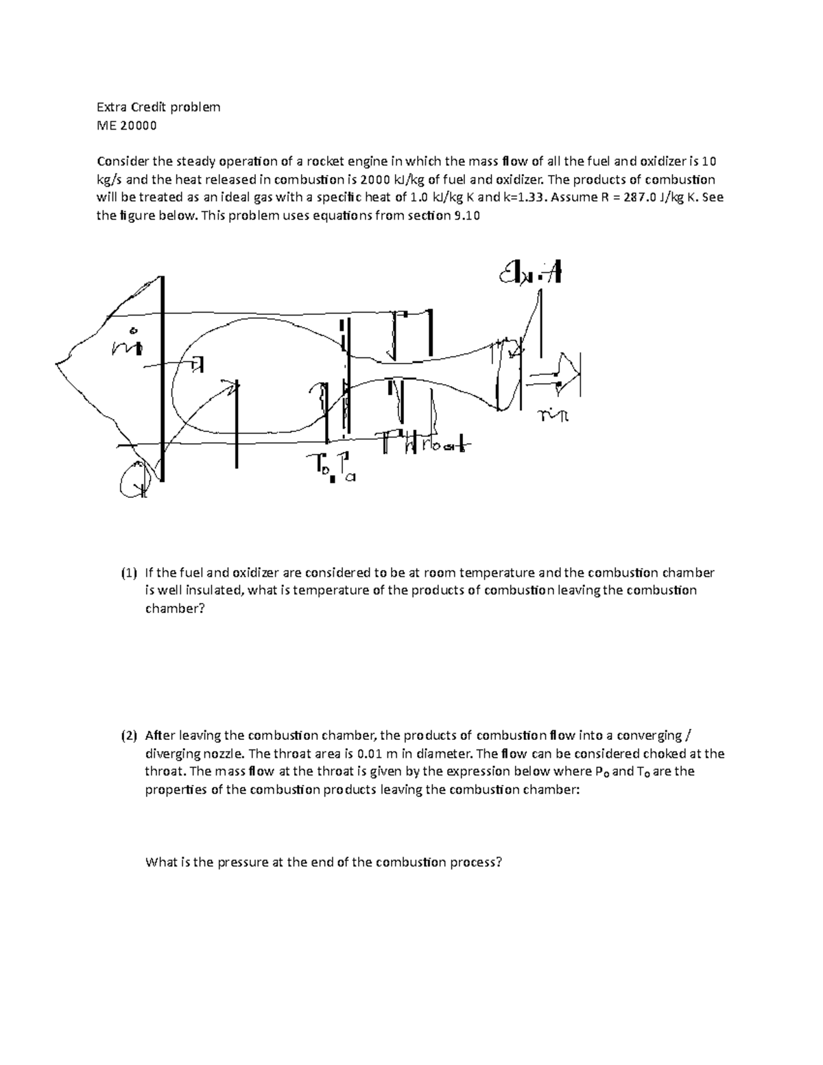 Thermo rocket Extra Credit problem - Extra Credit problem ME 20000 ...