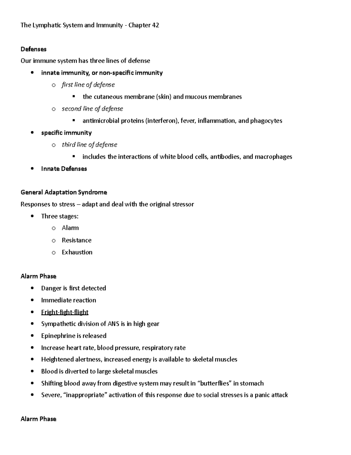 Human Biology BIOL1024 - Lymphatic System CH 42 - The Lymphatic System ...