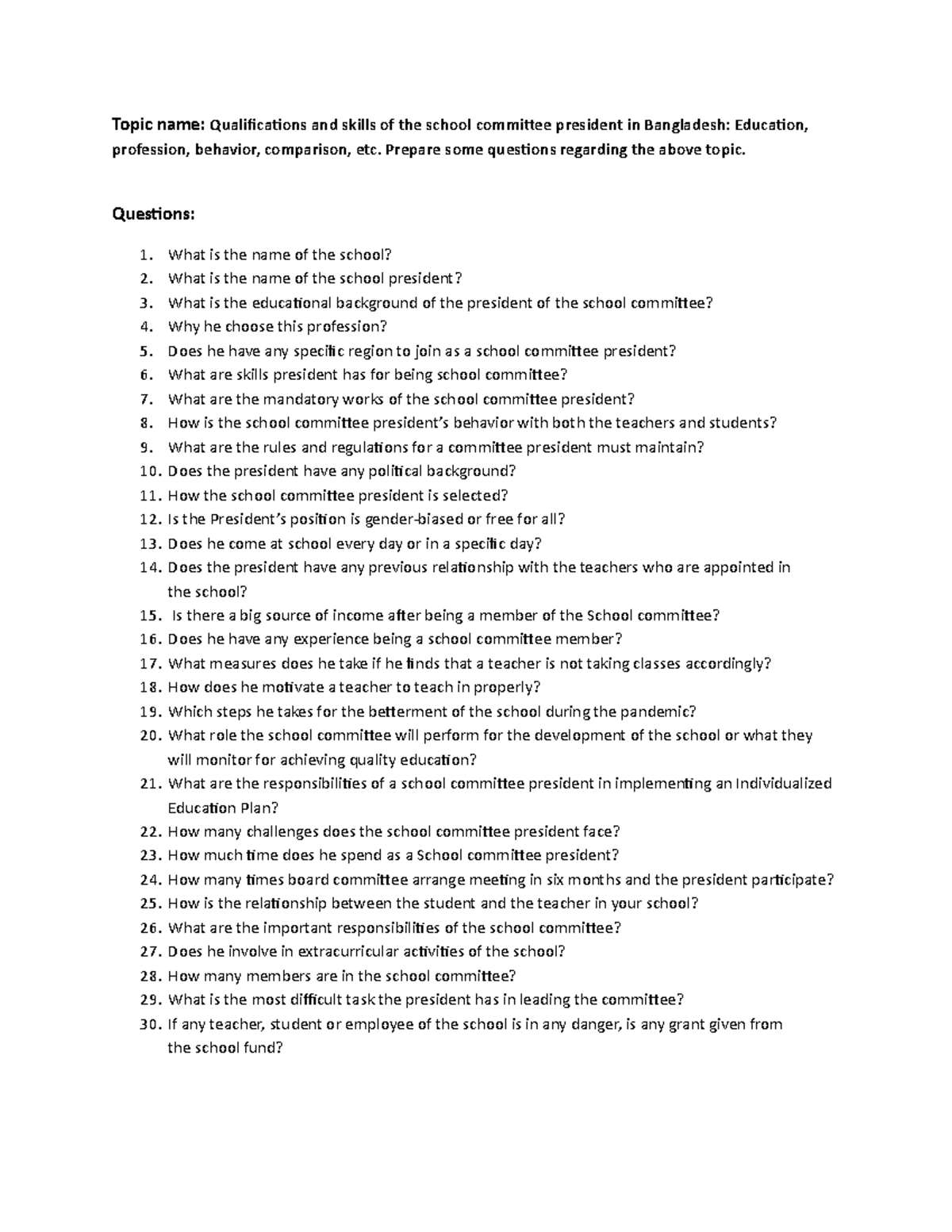 Final-Survey-Question - Topic name: Qualifications and skills of the ...