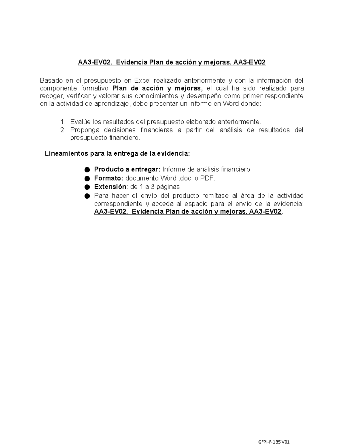 Actividad 3 Plan de accion y mejora - AA3-EV02. Evidencia Plan de acción y mejoras. AA3-EV ...