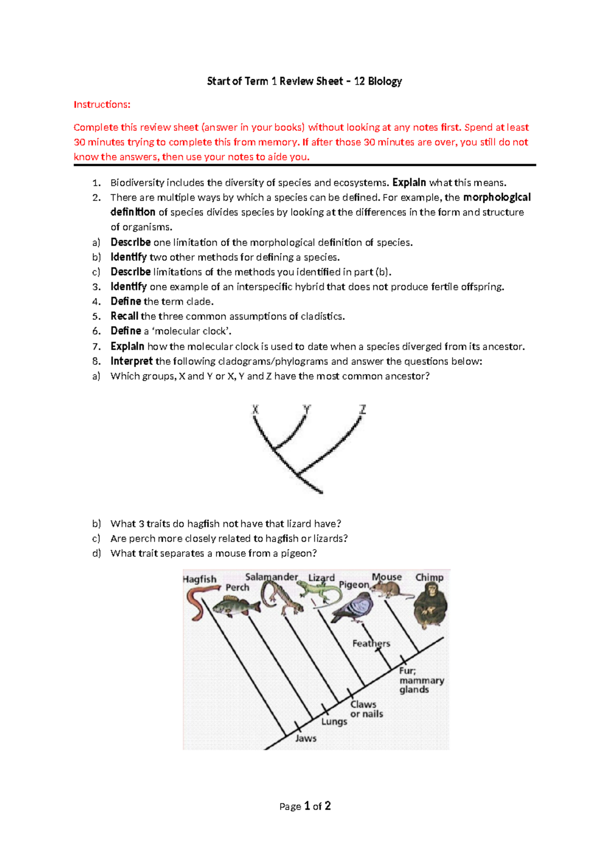 2023 Start of Term Review Sheet - Start of Term 1 Review Sheet – 12 ...