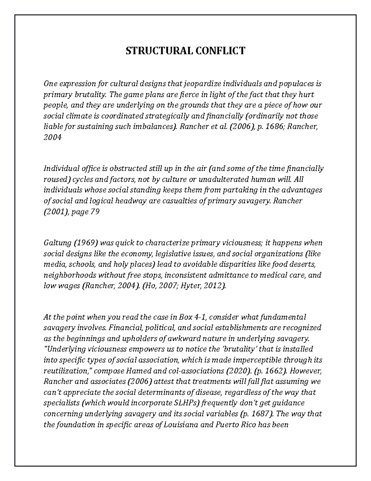 Structural Conflict - STRUCTURAL CONFLICT One expression for cultural ...