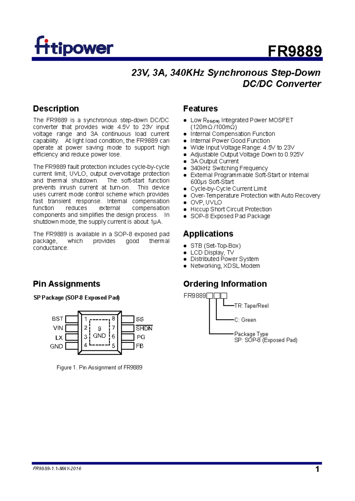 Fitipower-Integrated-Tech-FR9889 Spctr C81337 - 23V, 3A, 340KHz ...
