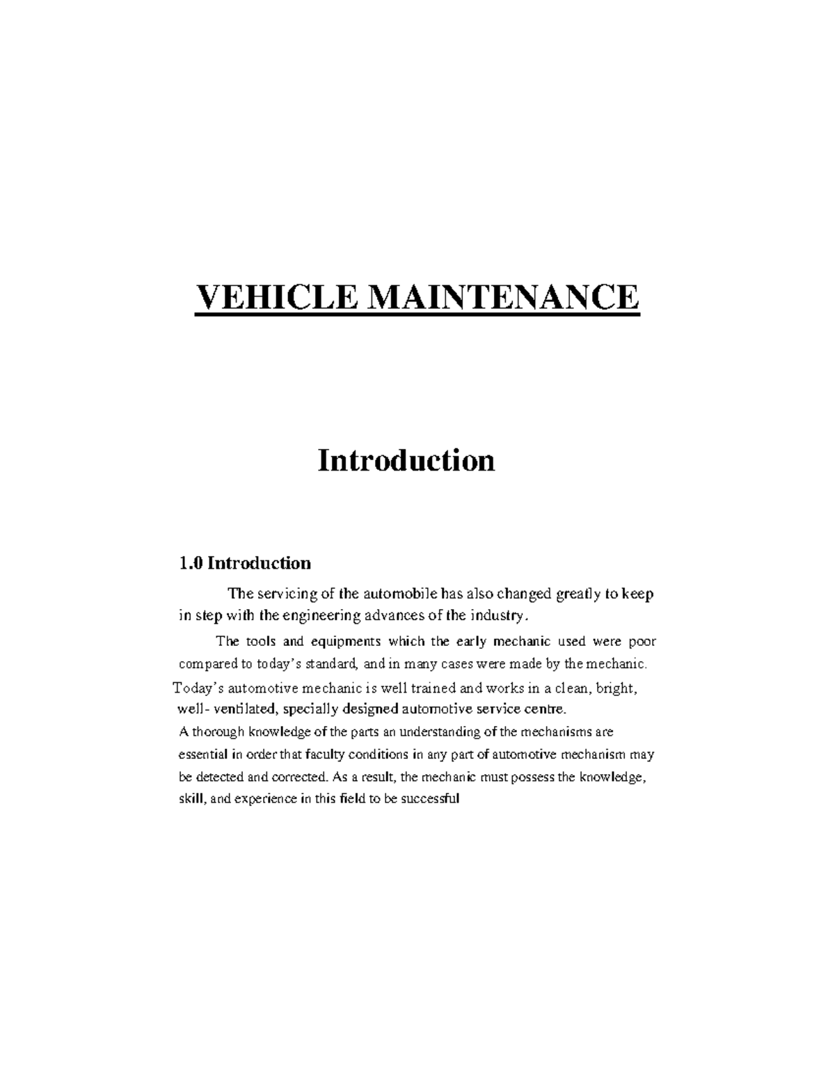Vehicle Maintenance-converted - VEHICLE MAINTENANCE Introduction 1 ...