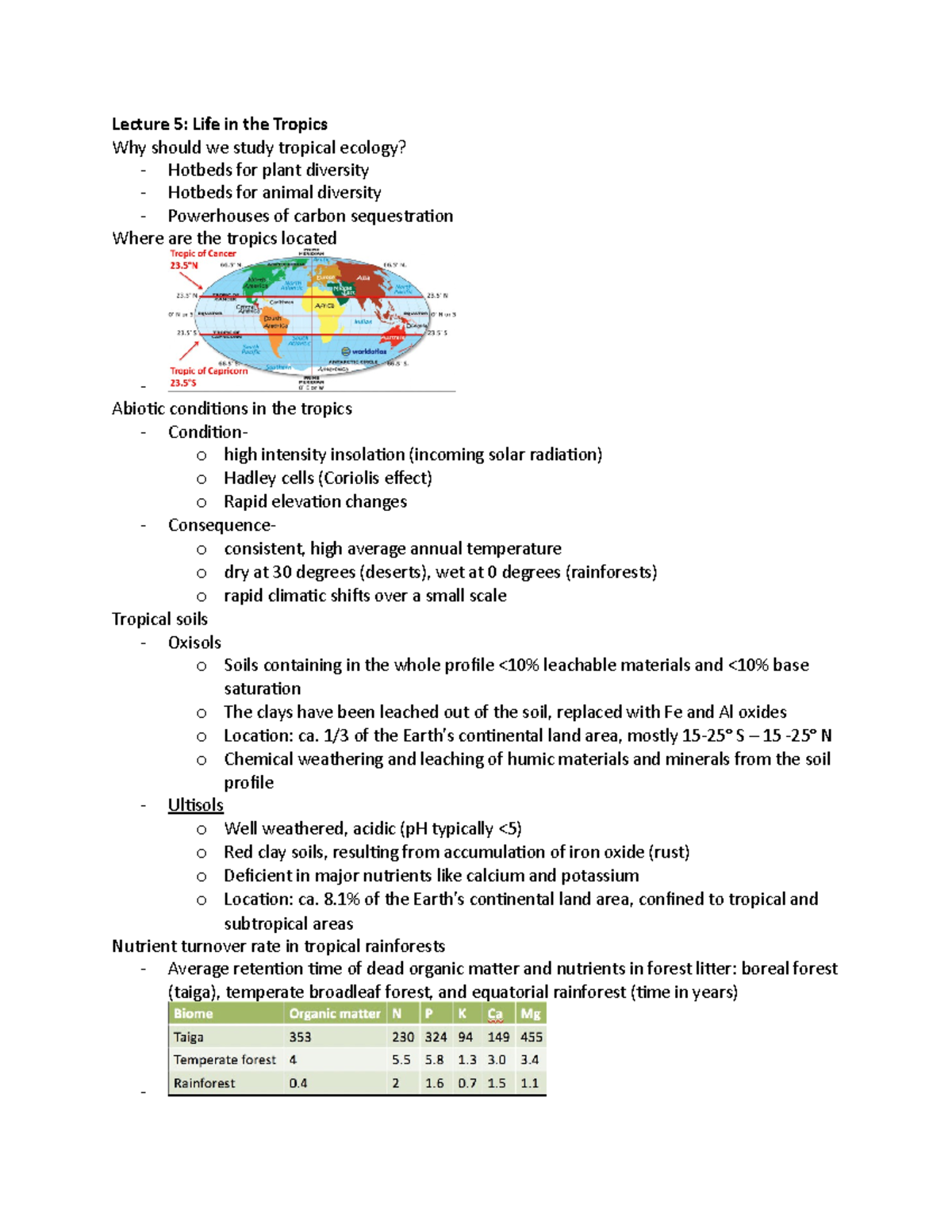Chapter 5 - lecture notes - Lecture 5: Life in the Tropics Why should ...