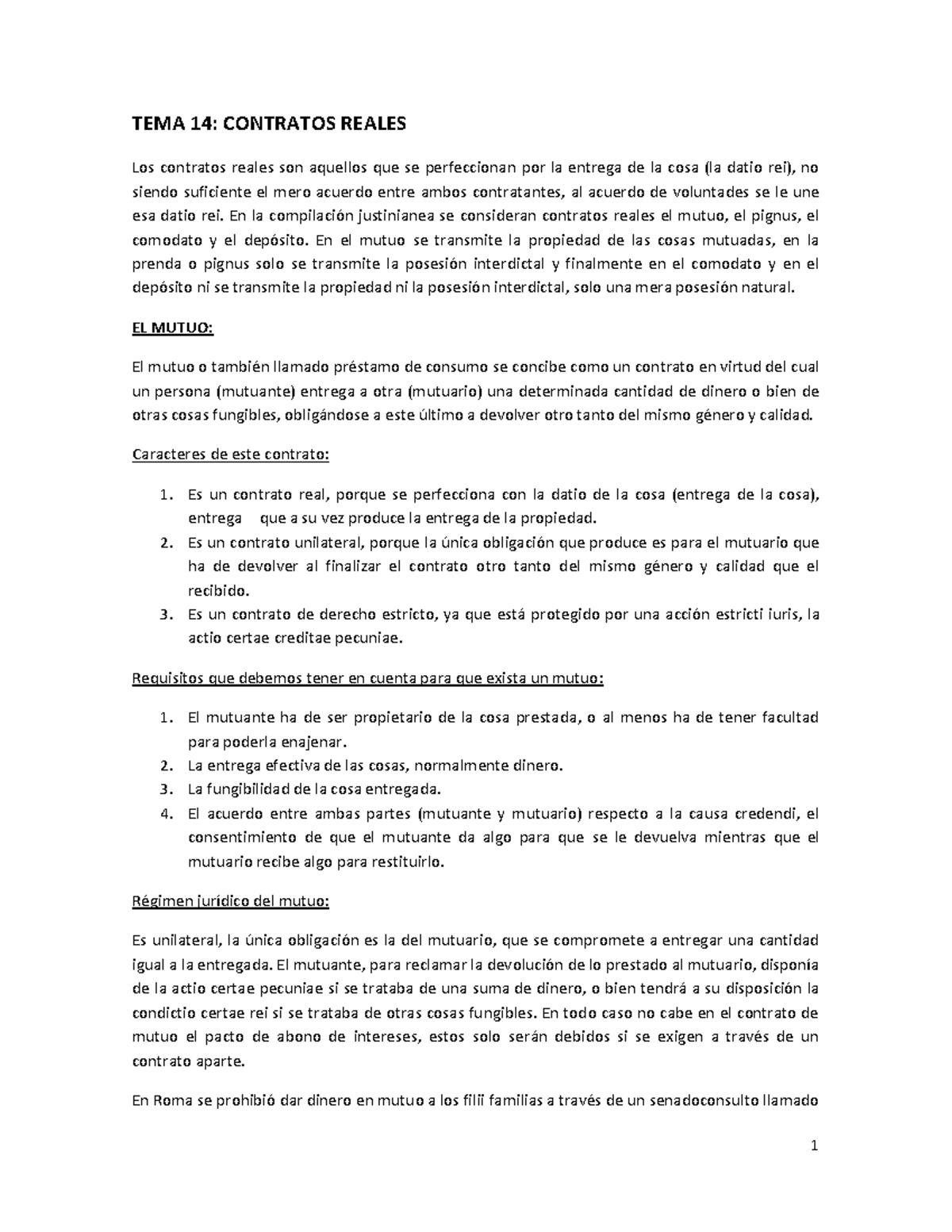 Tema 14 Contratos reales - TEMA 14: CONTRATOS REALES Los contratos ...