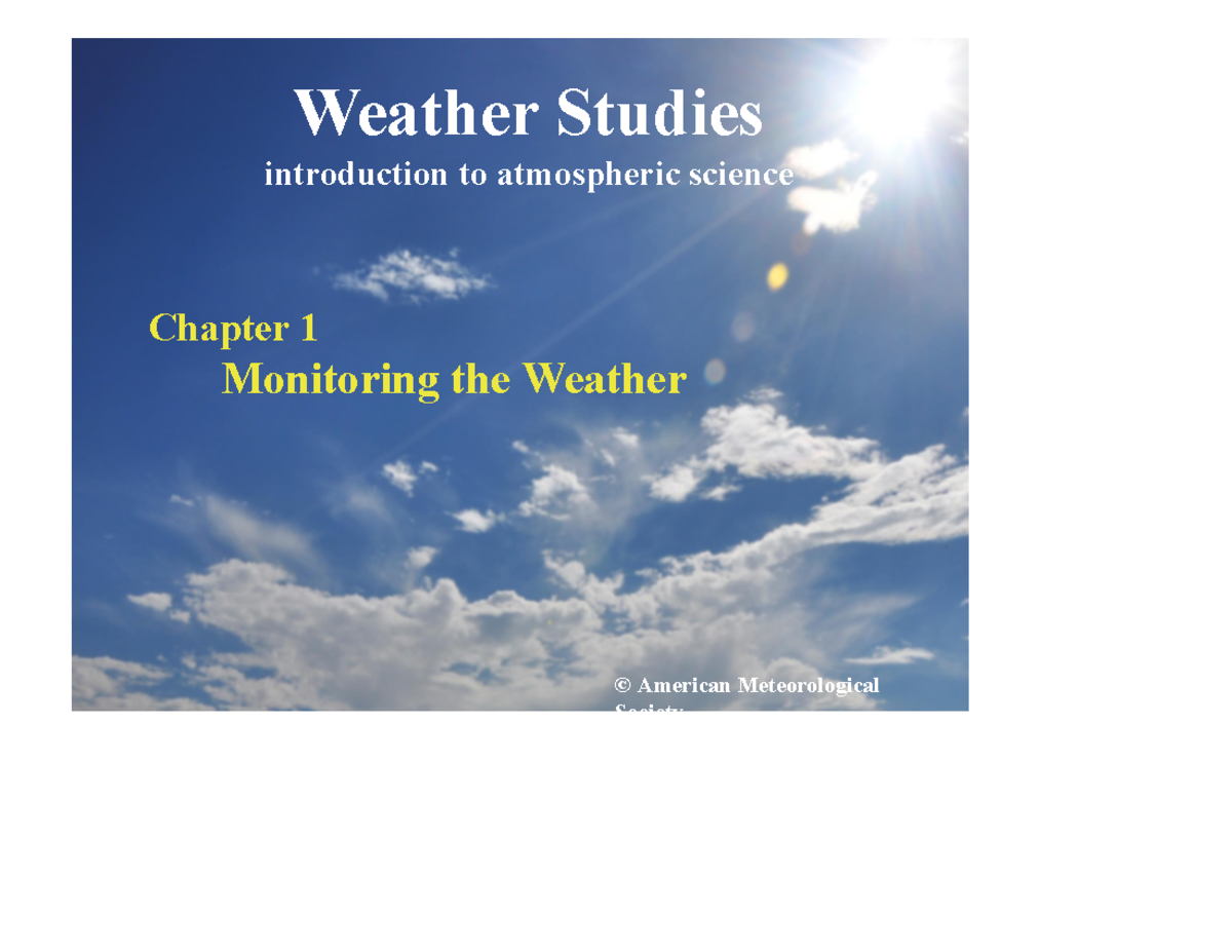 Chapter 1 - Weather Studies introduction to atmospheric science Chapter ...