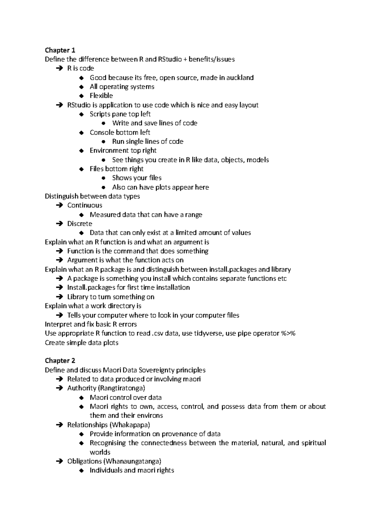 Biosci 220 Notes - Chapter 1 Define the difference between R and ...