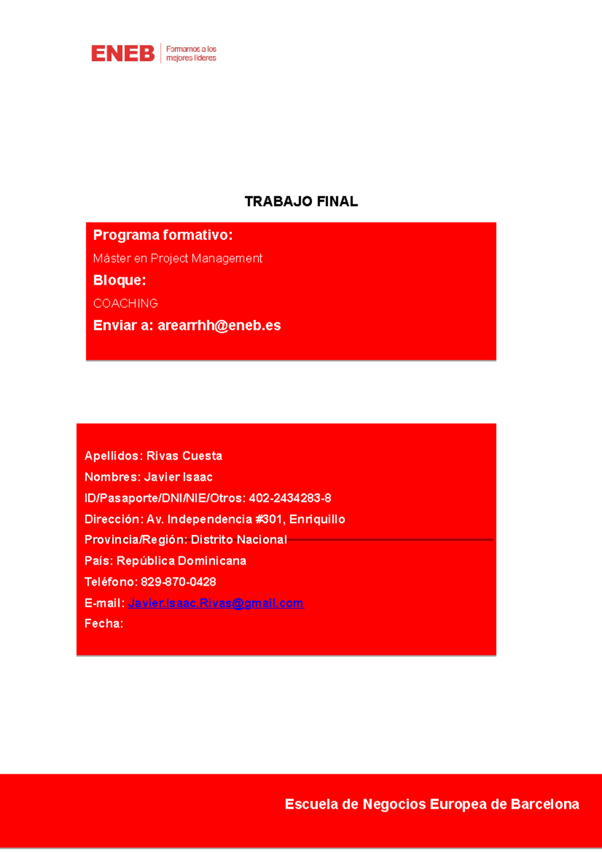 Enunciado Coaching - bnol 'jipbuojn hnol - TRABAJO FINAL Programa ...
