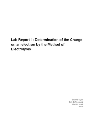Lab 1 Determination of e by electrolysis - 1 Lab 1: Determination of ...