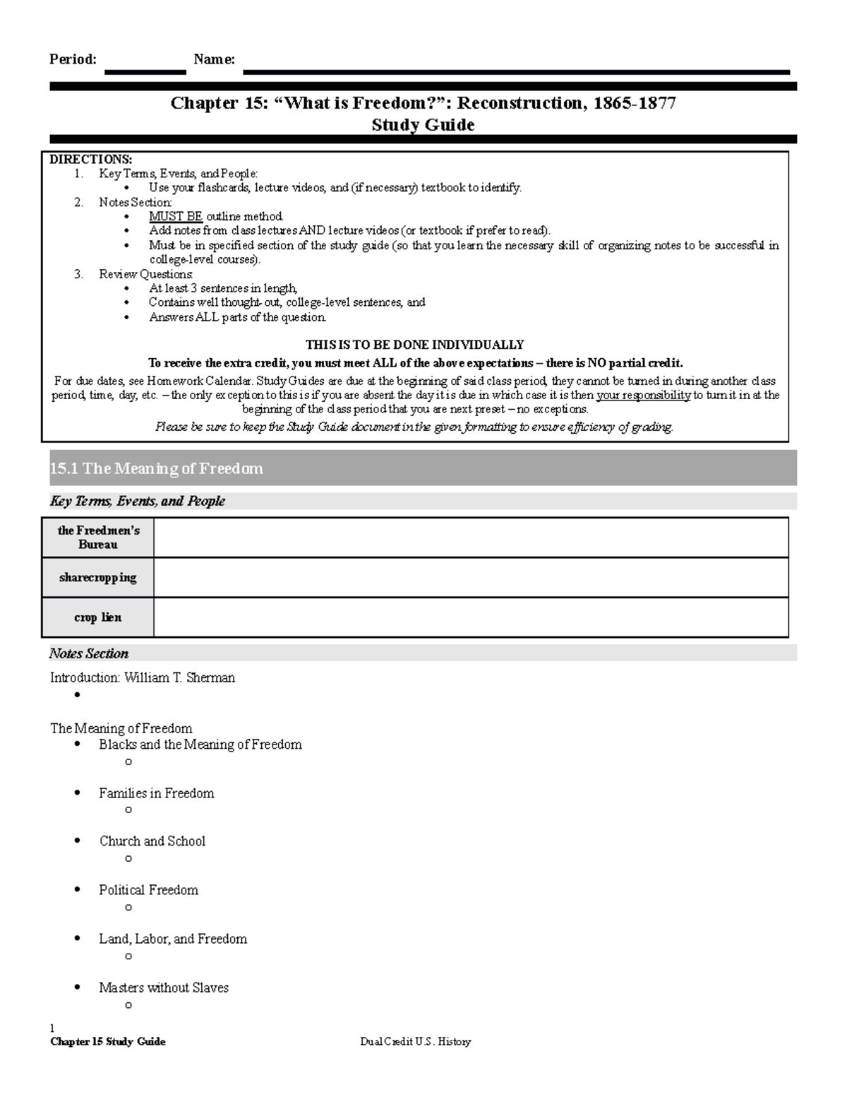 Ch 15 Study Guide - answers - Period: Name: Chapter 15: “What is ...