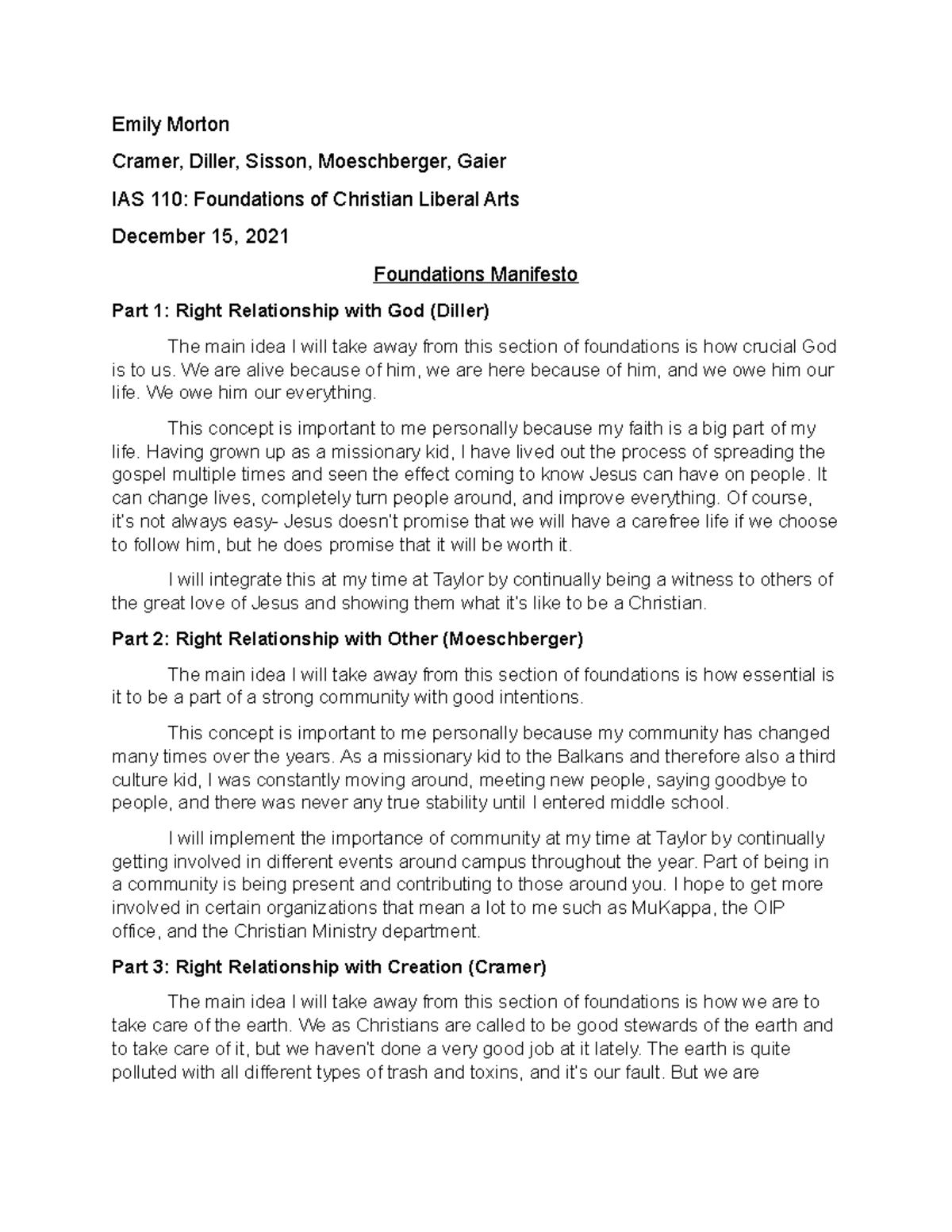 Emily Morton - Manifesto - Emily Morton Cramer, Diller, Sisson ...