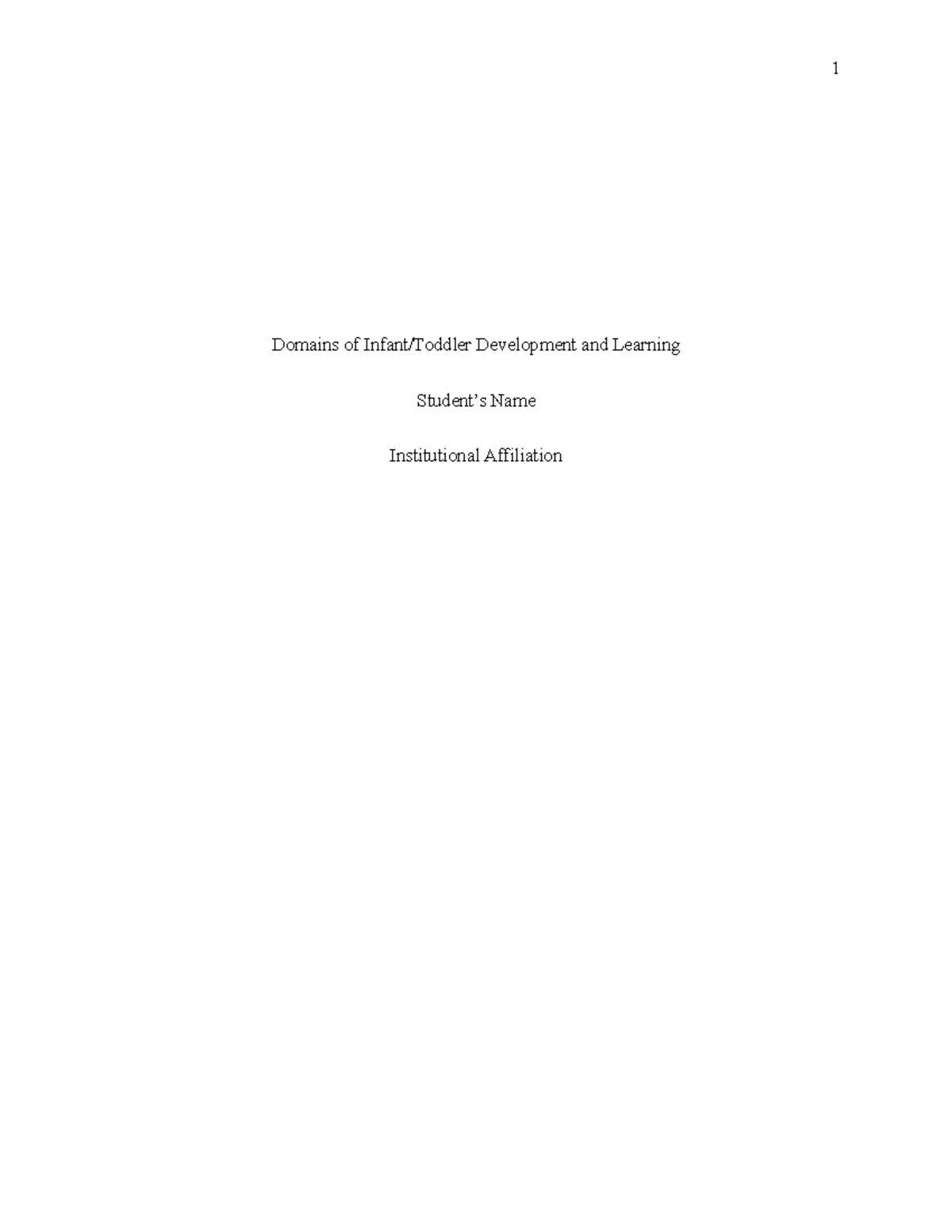 Infant toddler Domains - Domains of Infant/Toddler Development and ...