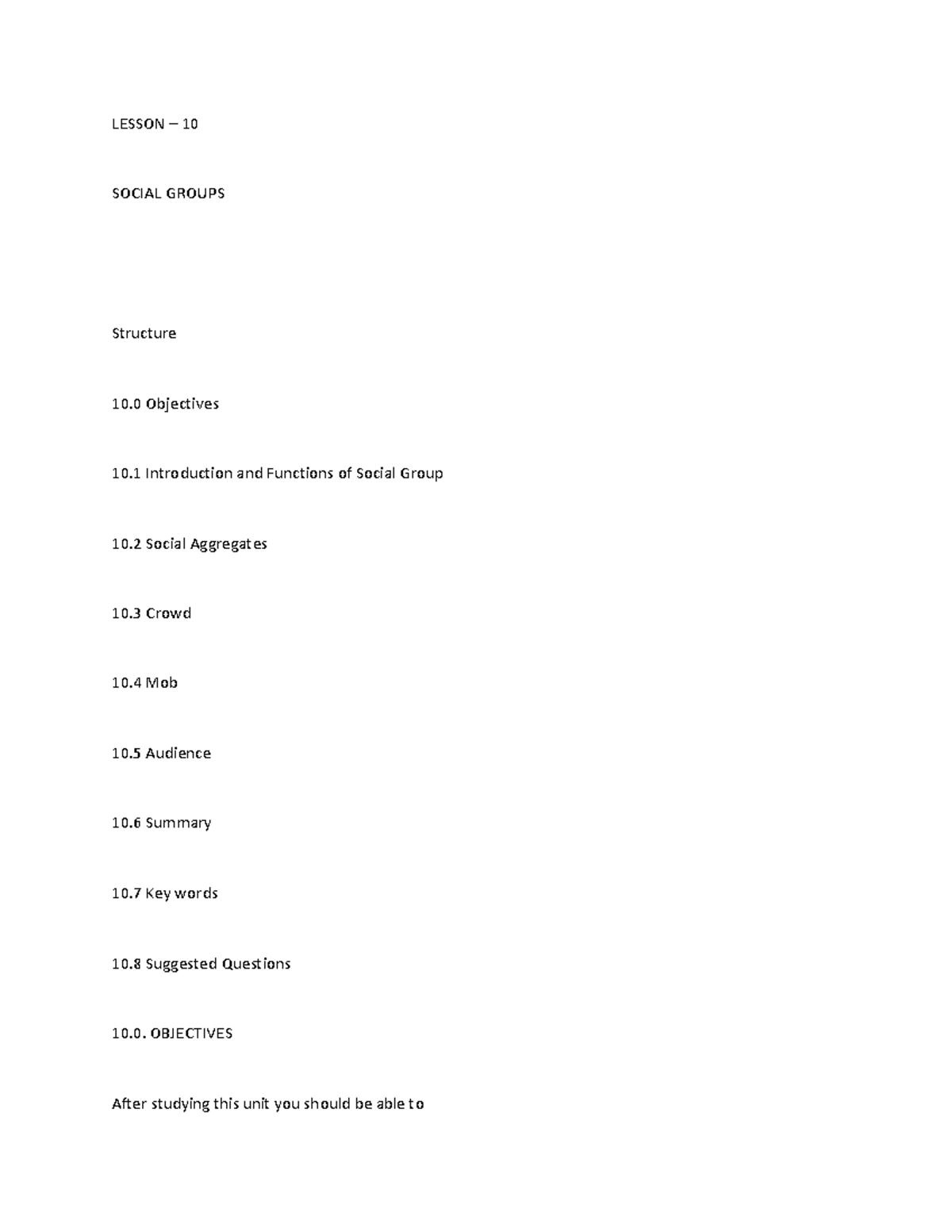 Social Group 2 CH 10 - LESSON – 10 SOCIAL GROUPS Structure 10 ...