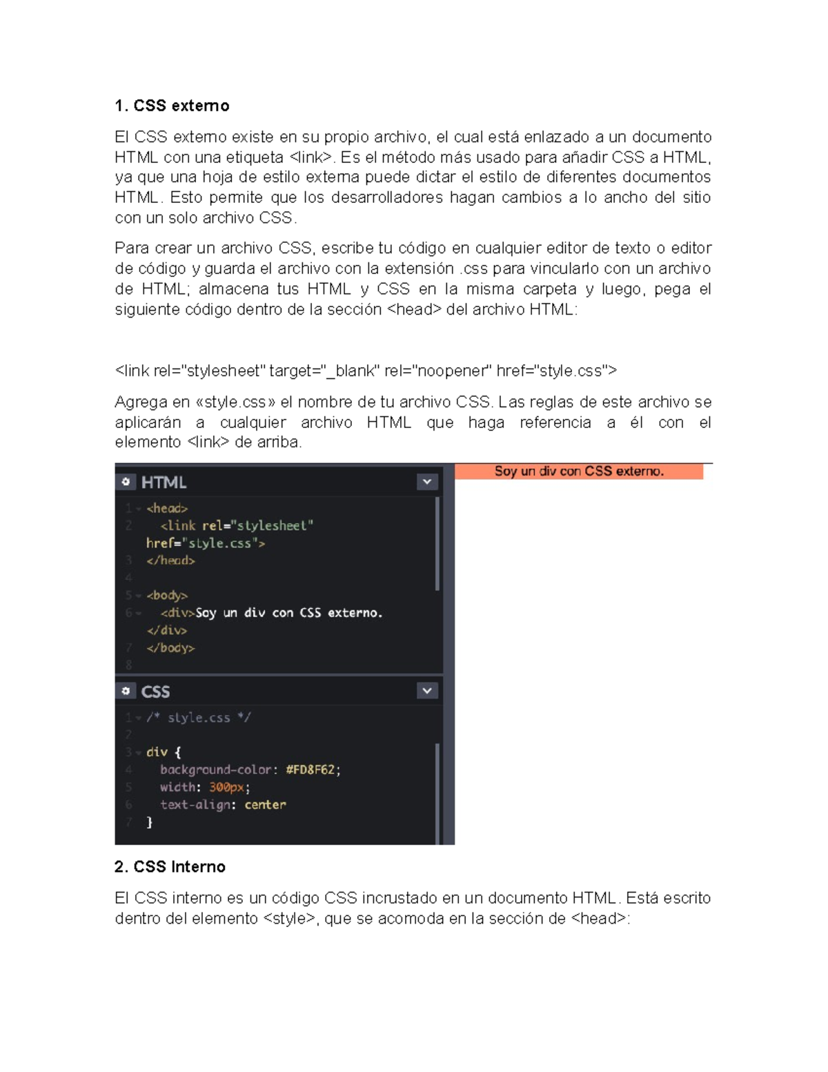 Css - Tipos de implementación de css - CSS externo El CSS externo ...
