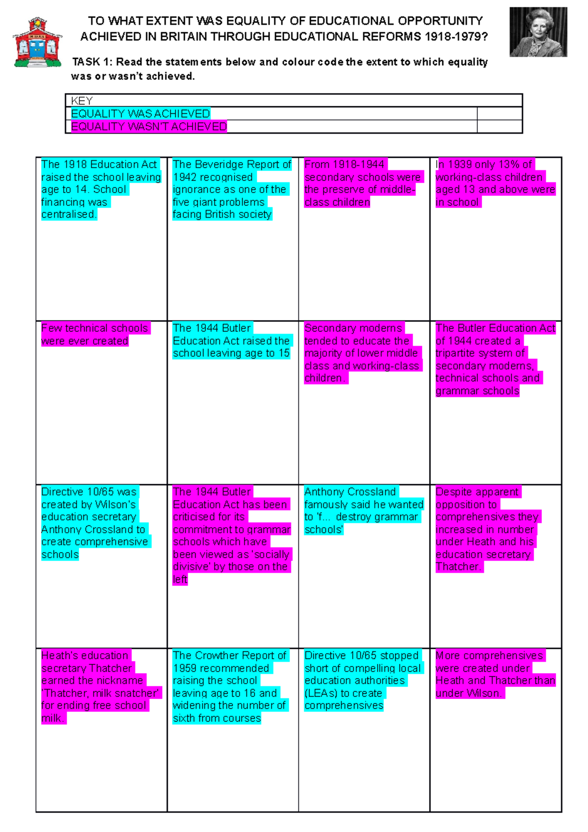 Education essay help sheet - TO WHAT EXTENT WAS EQUALITY OF EDUCATIONAL ...