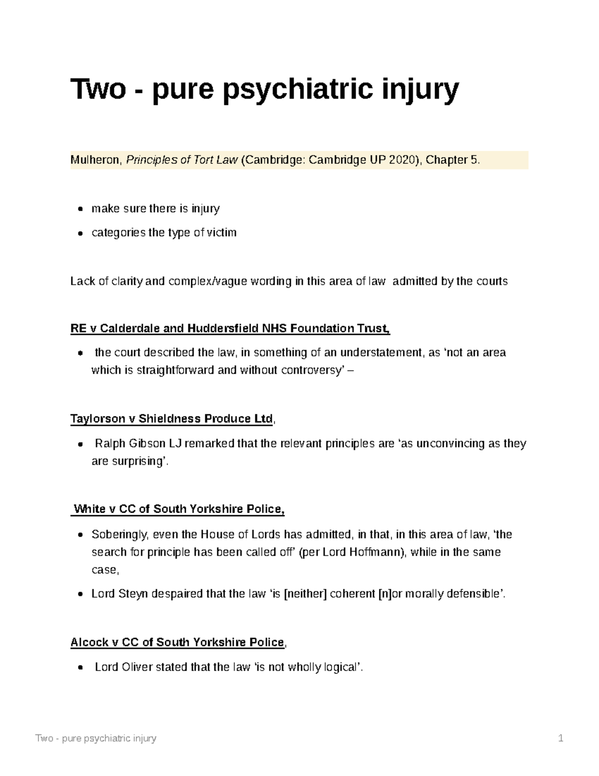 Two - pure psychiatric injury-2 - Two - pure psychiatric injury ...