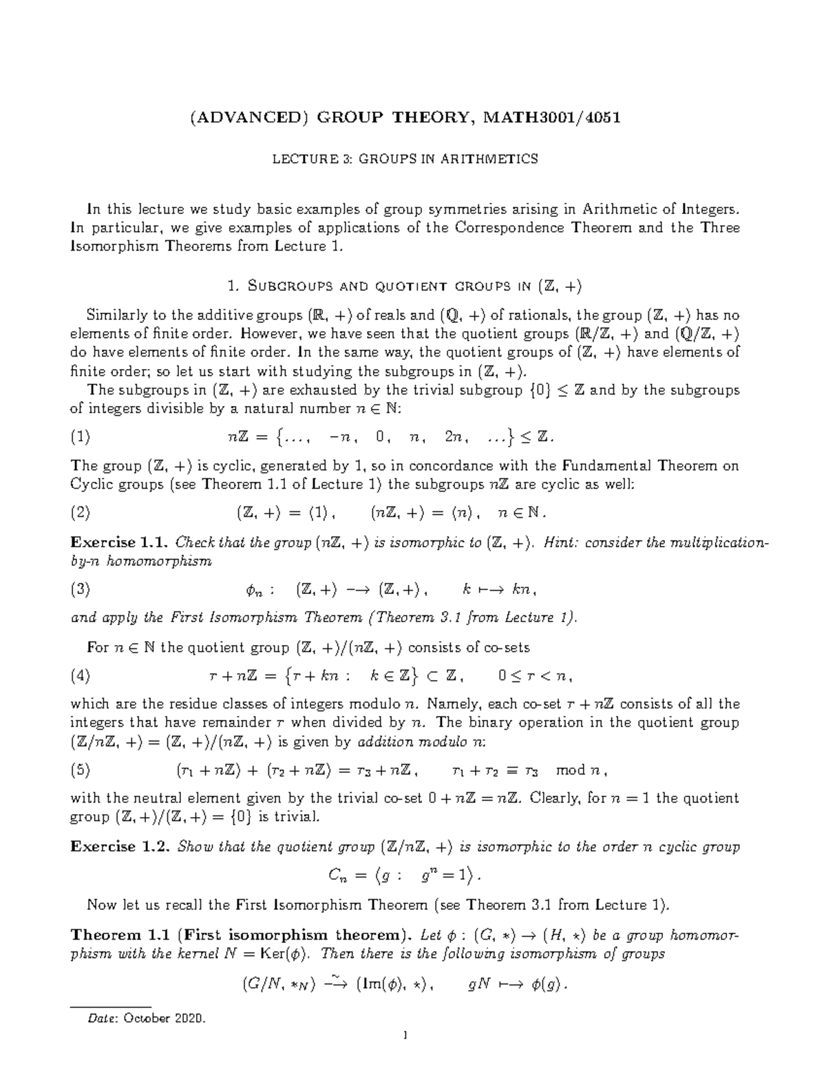 MSc level notes for the 3rd week of advanced group theory - (ADVANCED ...