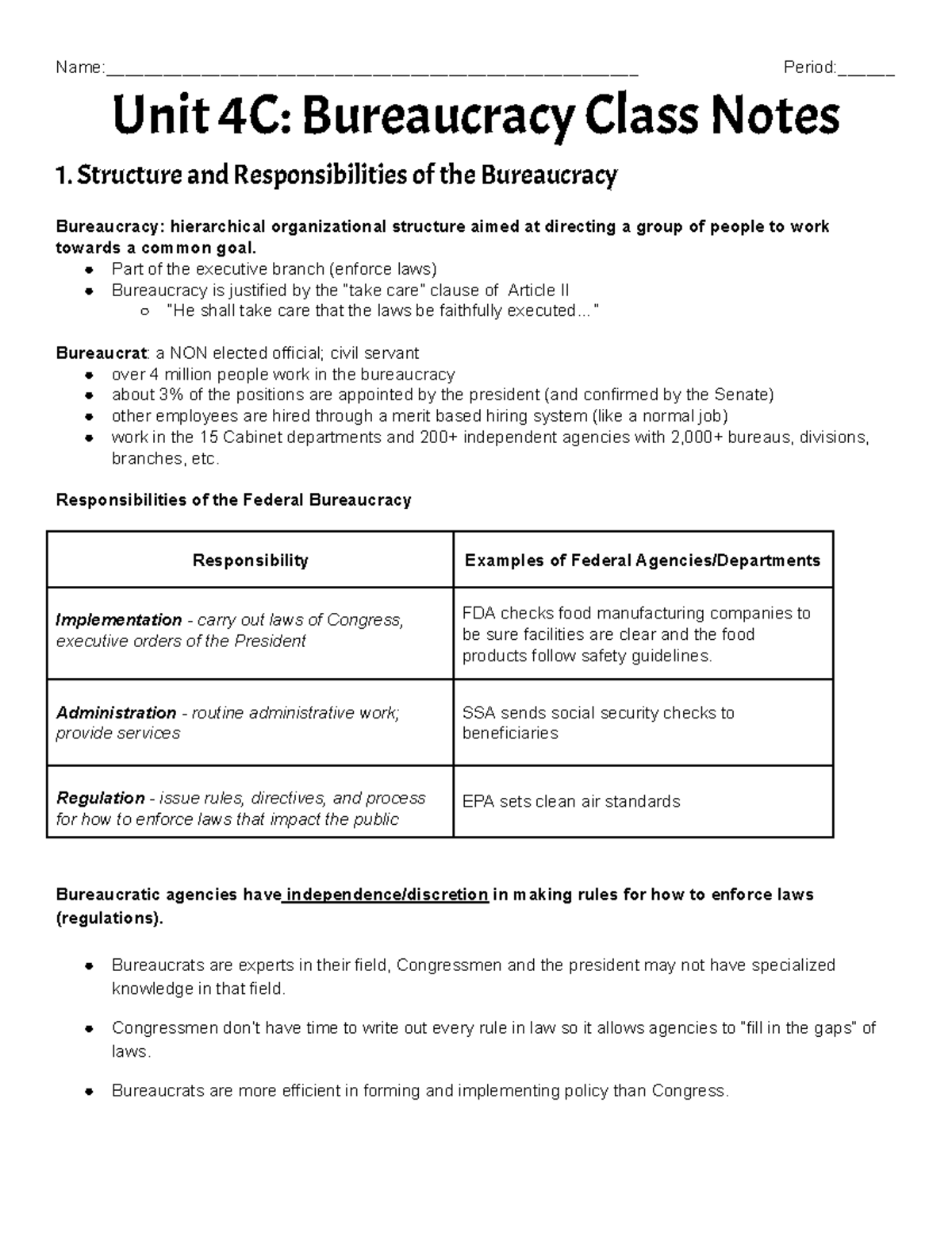 FULL Bureaucracy Notes - Name ...