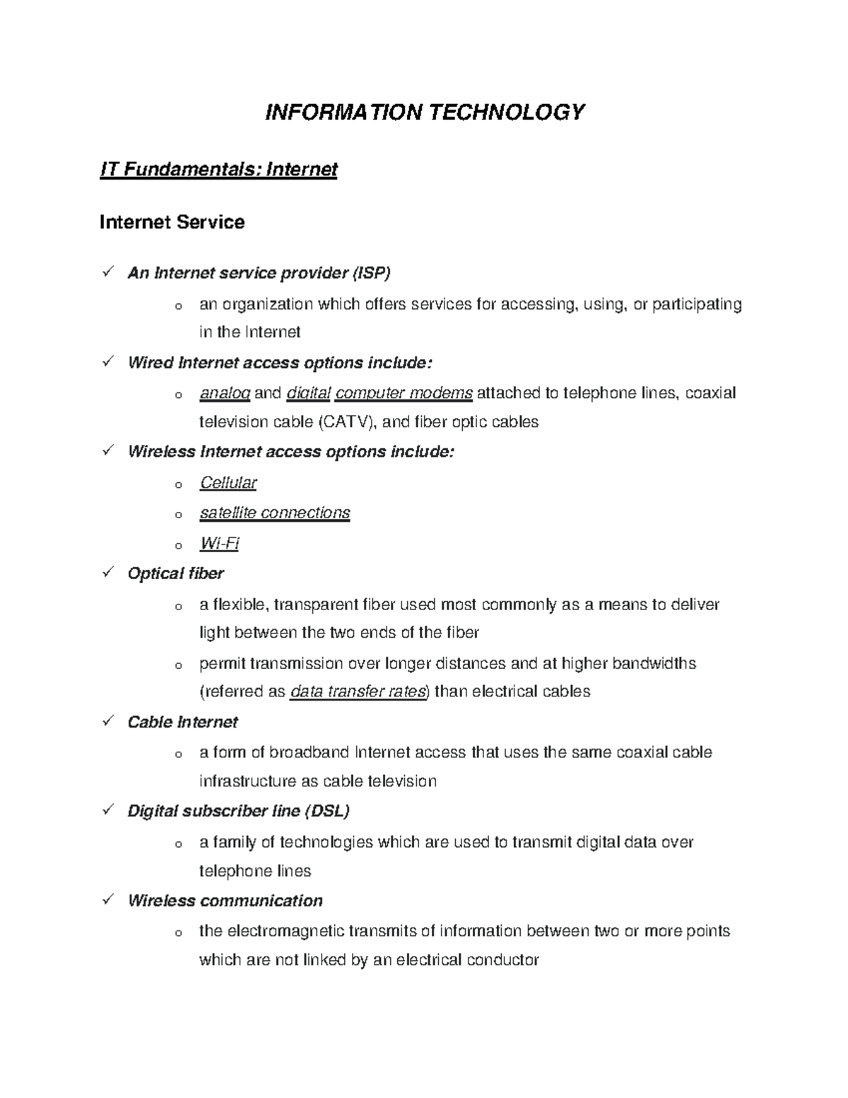 IT Fundamentals: Internet - INFORMATION TECHNOLOGY IT Fundamentals ...